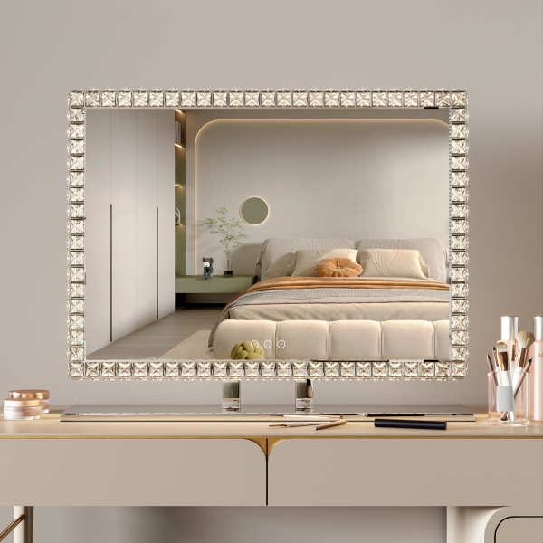 DP501 LED Crystal Vanity Mirror: Large Crystal Mirror with Lights ...