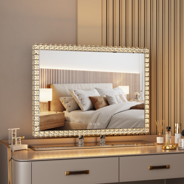 DP501 LED Crystal Vanity Mirror: Large Crystal Mirror with Lights ...