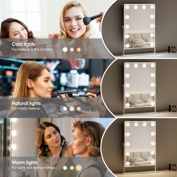 DP330-X Hollywood LED Vanity Mirror - 12 Dimmable G35 Bulbs, Touch ...