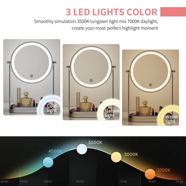 Smart RM413 LED Vanity Mirror with Storage Double Sided & Rechargeable ...